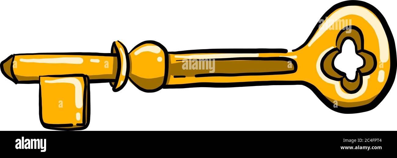 Yellow key, illustration, vector on white background Stock Vector Image ...