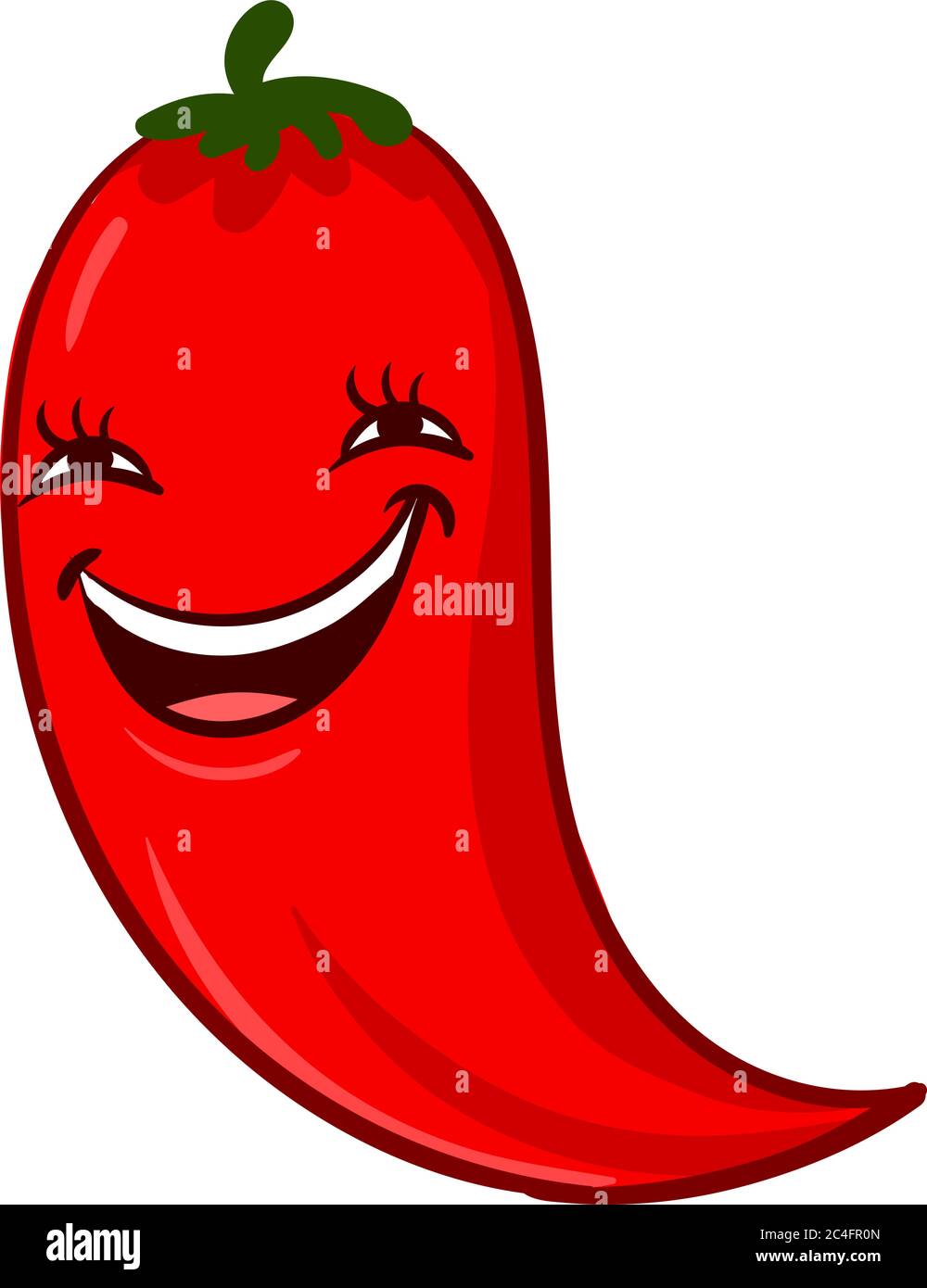 Happy red pepper, illustration, vector on white background Stock Vector ...