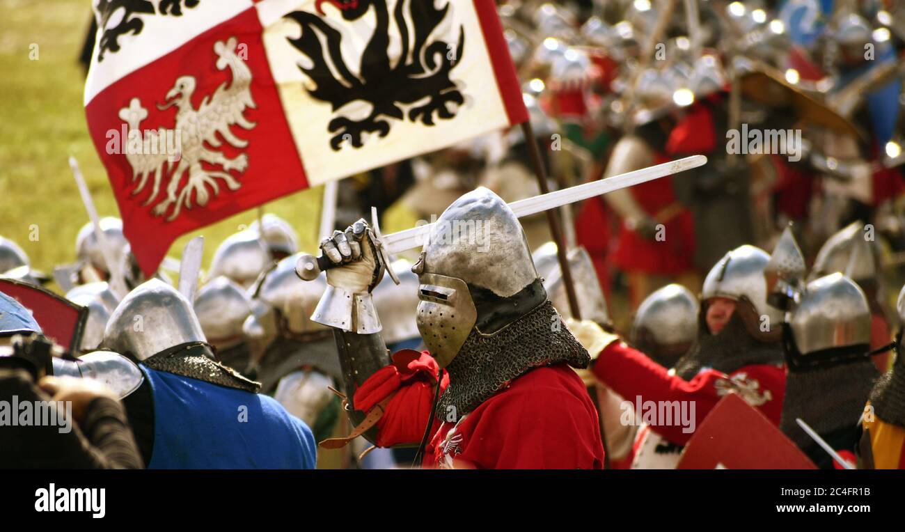 Grunwald, Poland - July 14th 2018: Battle of Grunwald 1410 reenactment ...