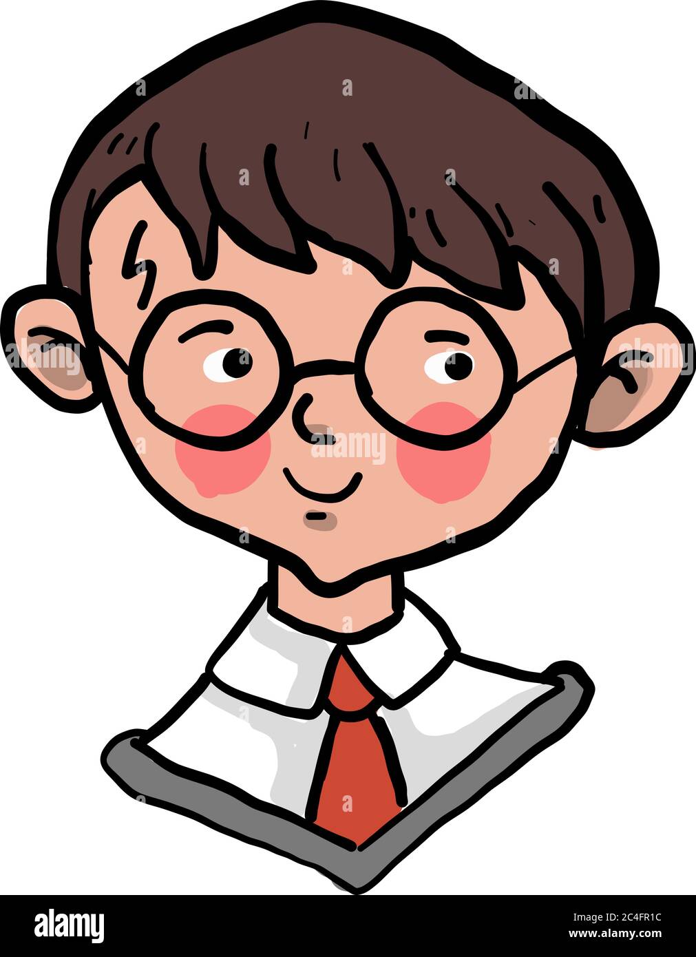 Boy with round glasses, illustration, vector on white background Stock ...