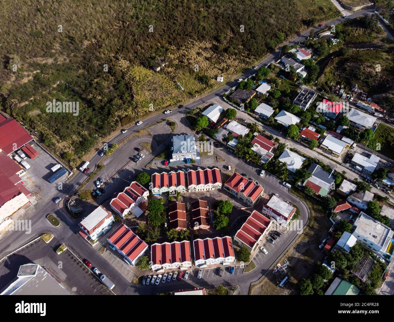 Aerial view of homes and building on the island of st.maarten Stock ...