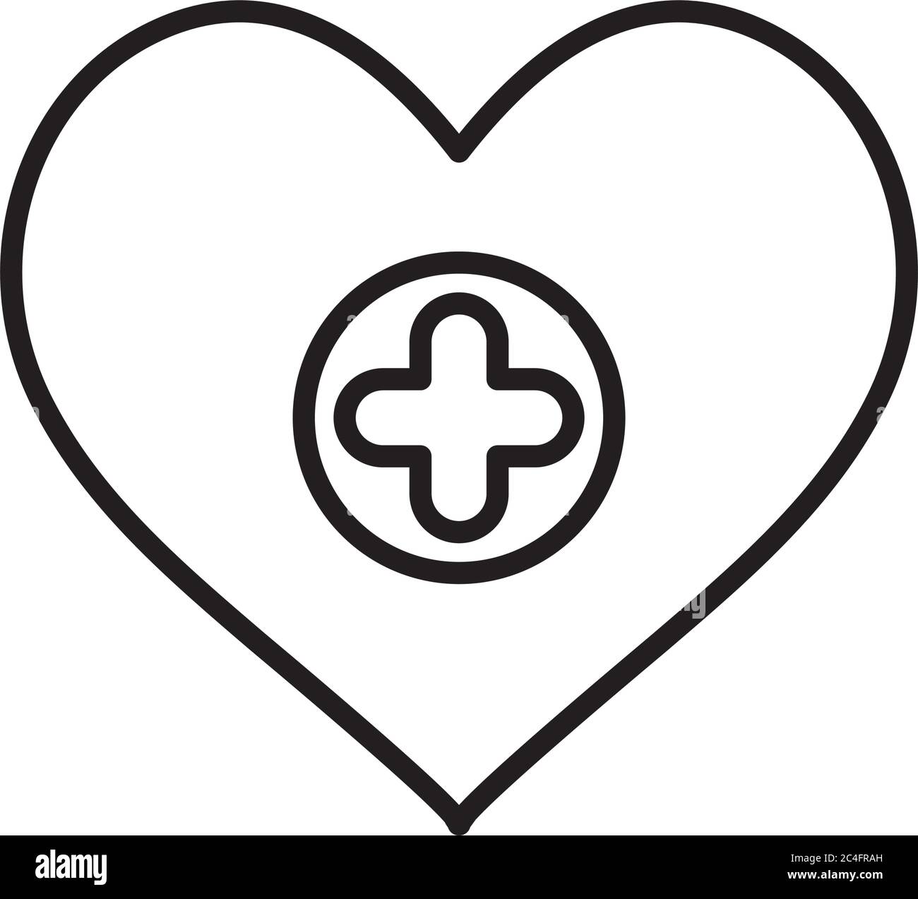 Heart With Medical Cross Icon Over White Background Line Style Vector