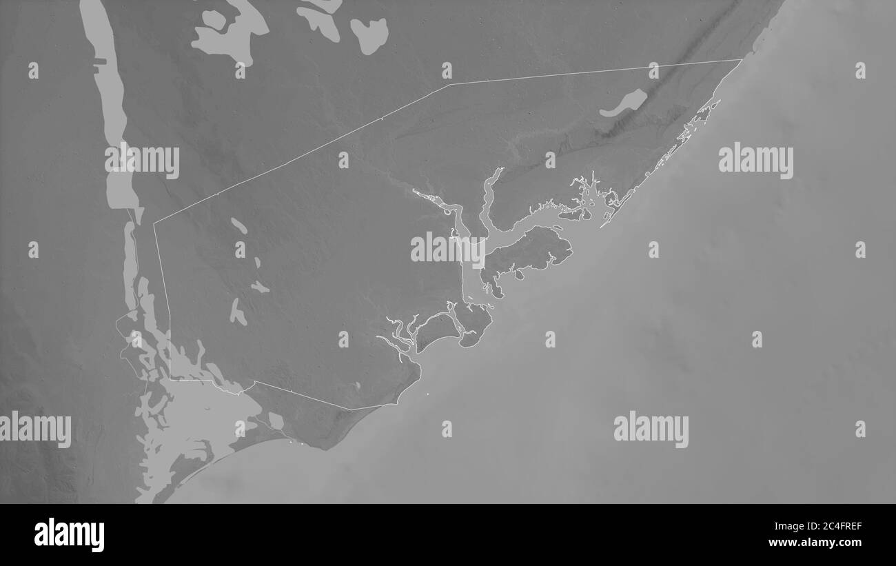 Lamu, county of Kenya. Grayscaled map with lakes and rivers. Shape ...