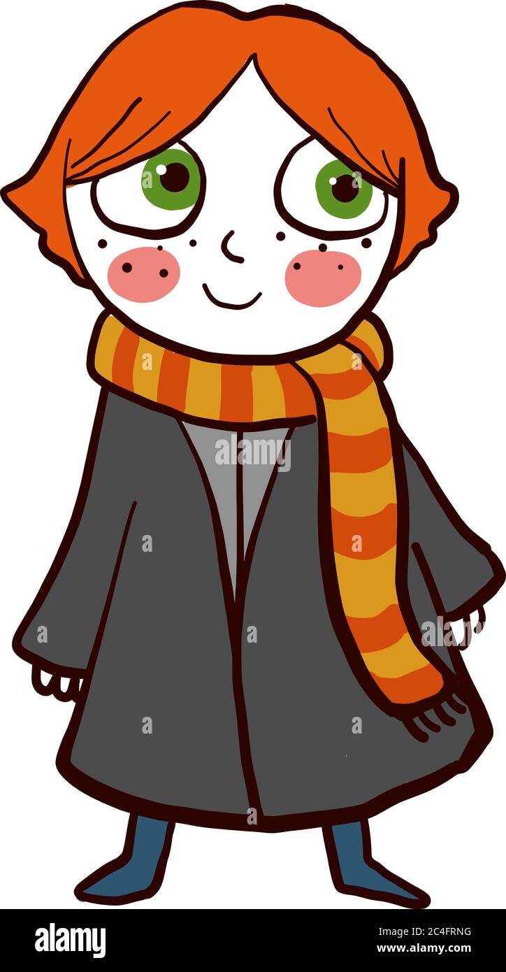 Happy ginger boy, illustration, vector on white background Stock Vector ...