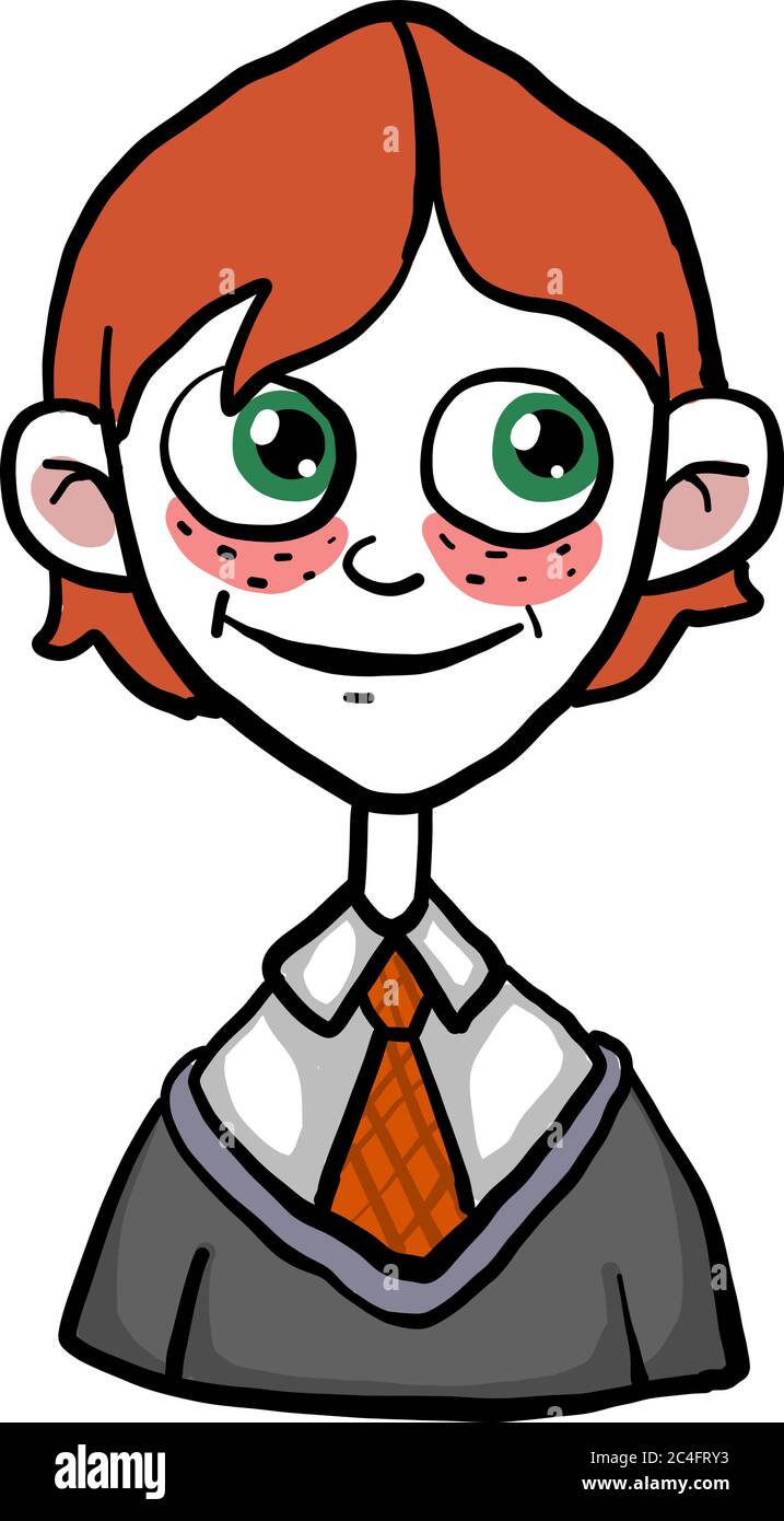 Happy ginger boy, illustration, vector on white background Stock Vector ...