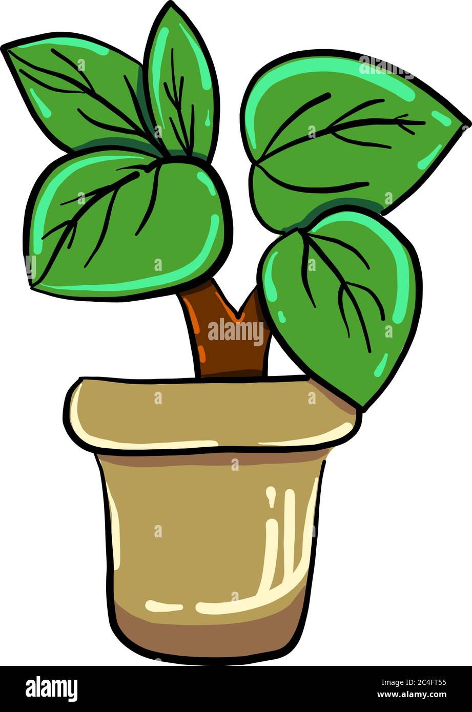 Little tree in pot, illustration, vector on white background Stock ...