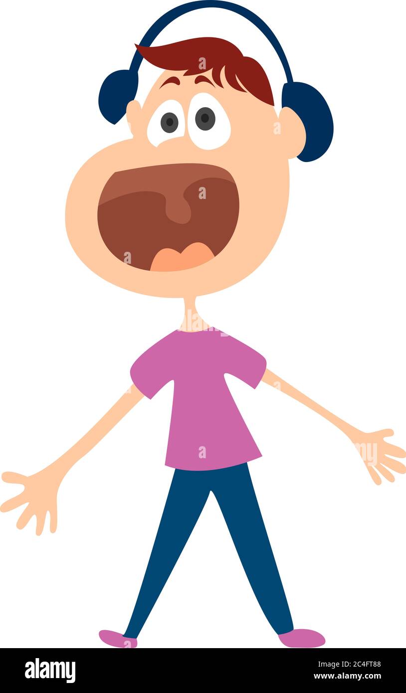 Loud music on headphones, illustration, vector on white background ...