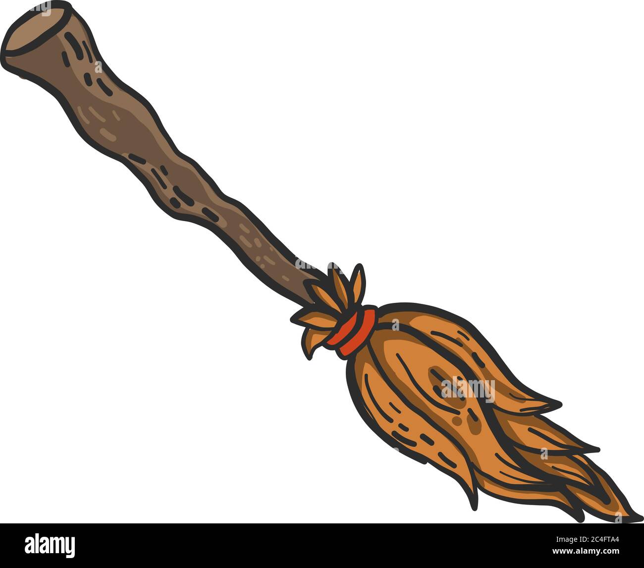 Magic flying broom, illustration, vector on white background Stock ...