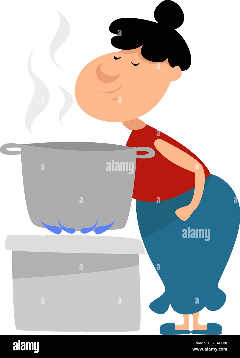 Girl making jam, illustration, vector on white background Stock Vector ...