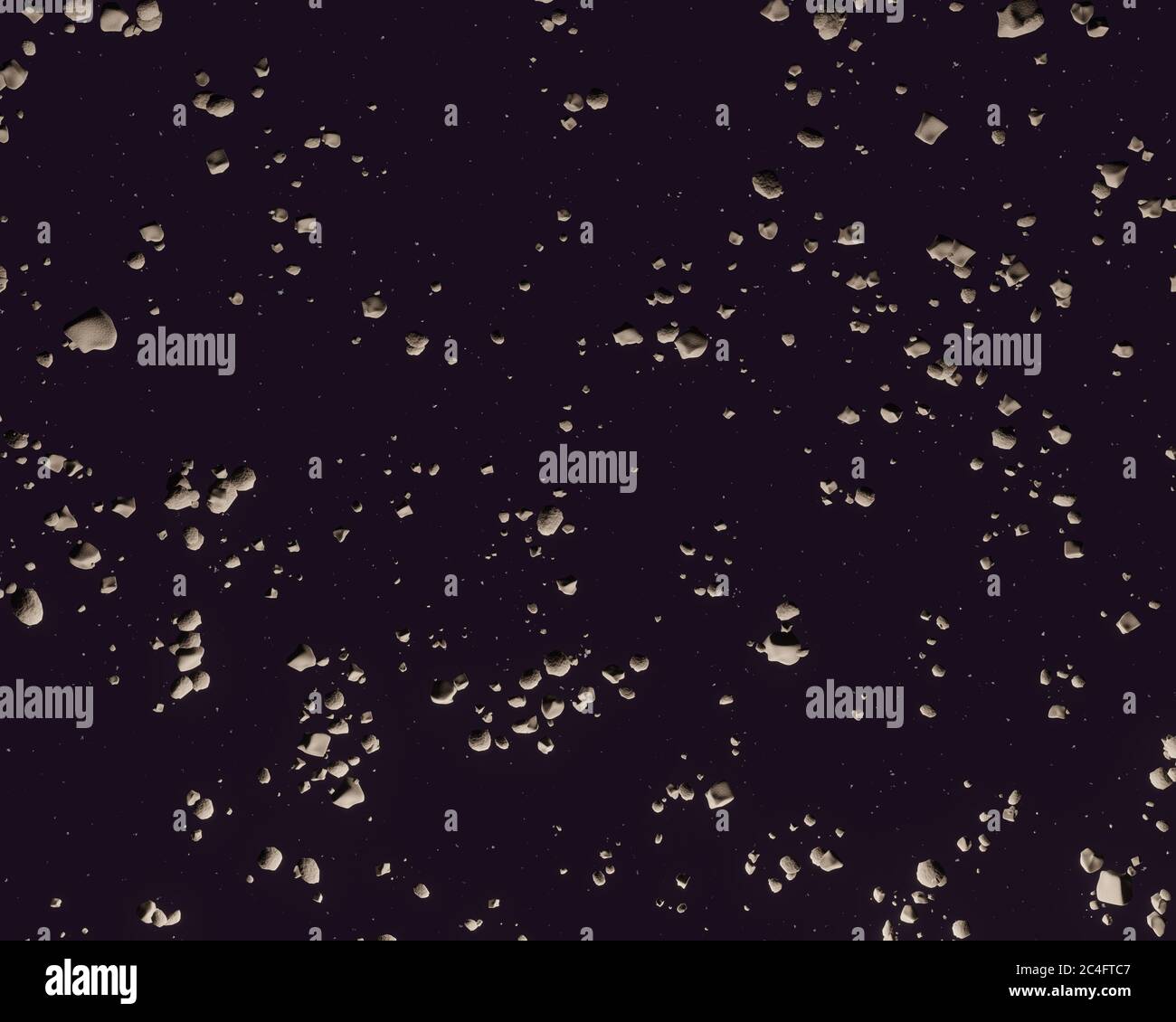 Rocks and debris flying through space after a huge big bang explosion ...