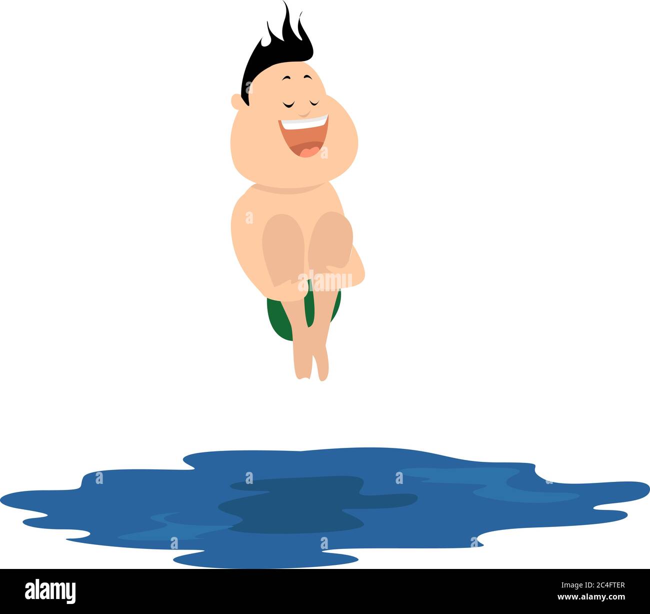 Man jumping in the water, illustration, vector on white background ...
