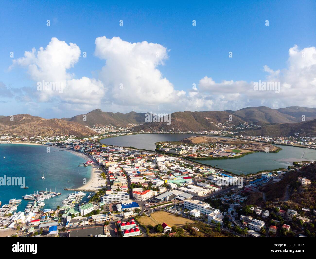 Aerial panoramic view of the caribbean island of st.maarten Stock Photo ...