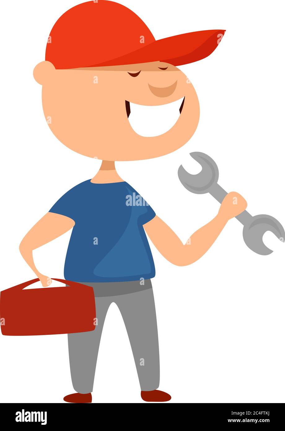 Mechanic with tools, illustration, vector on white background Stock ...