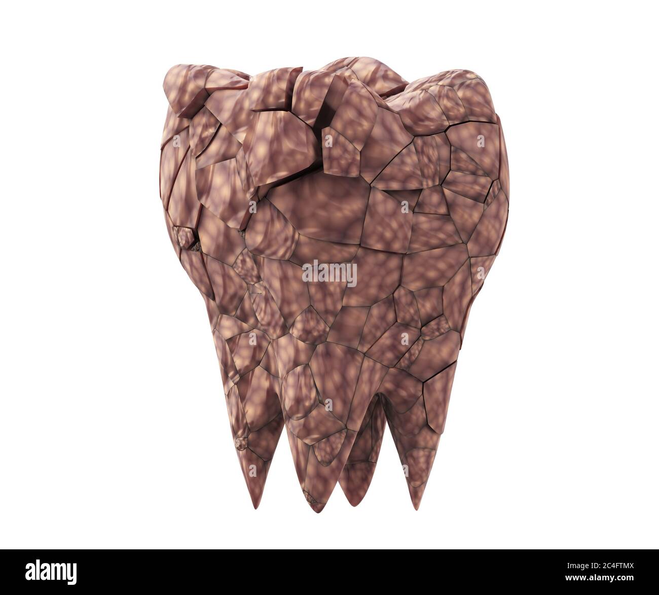 dirty plaque broken molar tooth isolated on white background. 3d ...