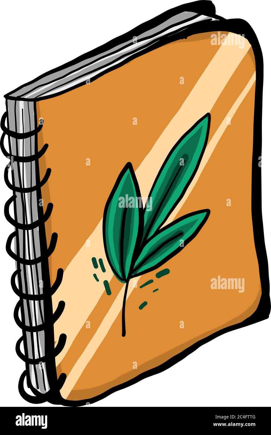 Orange notebook, illustration, vector on white background Stock Vector ...
