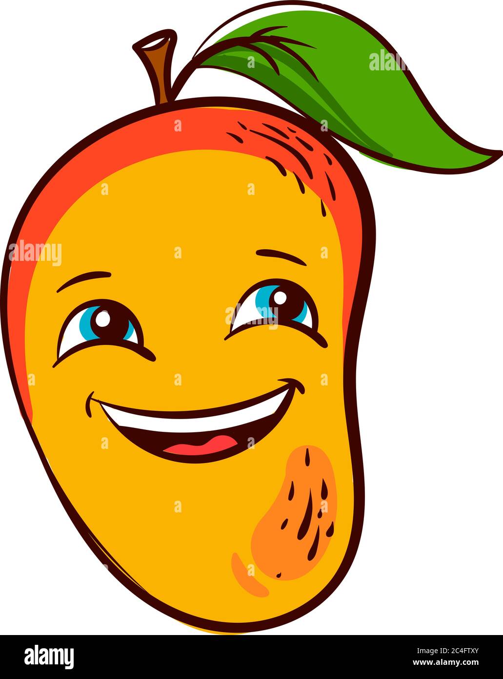 Happy mango, illustration, vector on white background Stock Vector ...