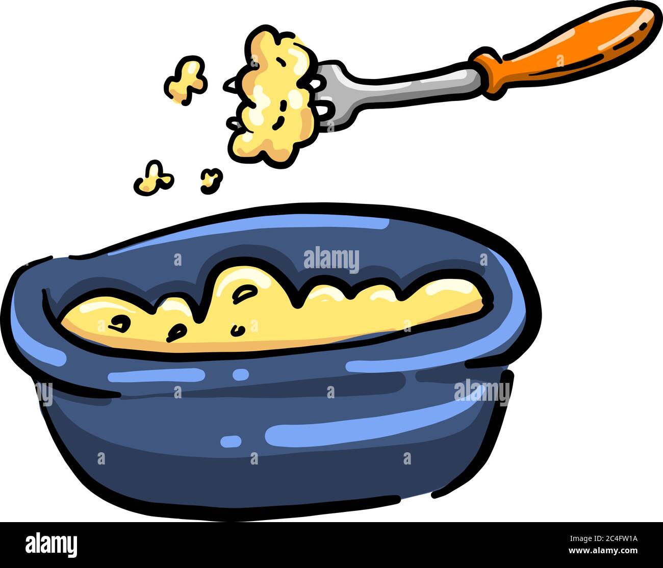 Mashed potatoes, illustration, vector on white background Stock Vector ...