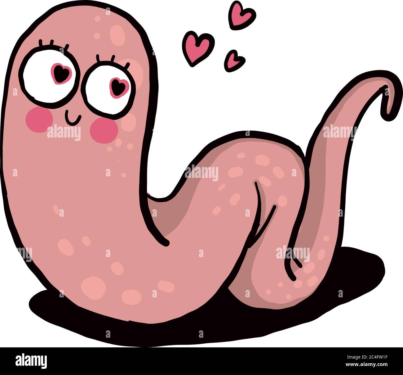 Worm in love, illustration, vector on white background Stock Vector ...