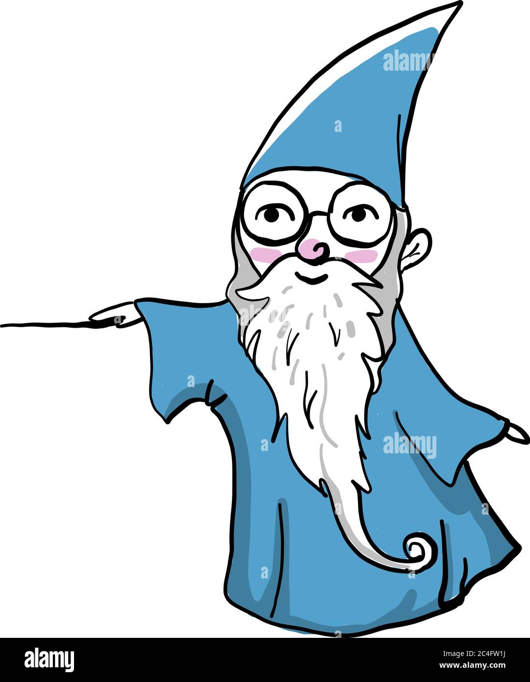 Merlin with magic wand, illustration, vector on white background Stock ...