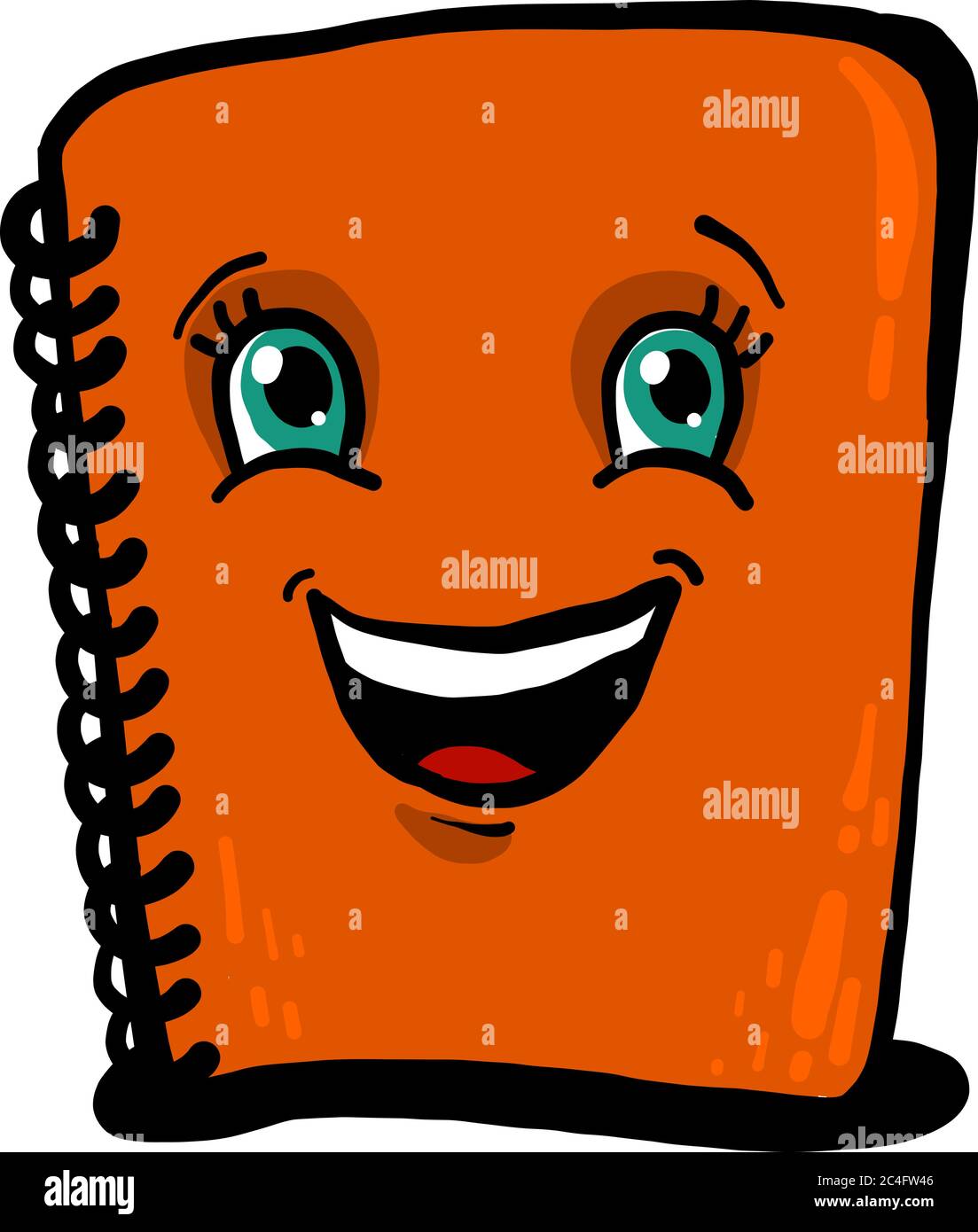 Orange notebook, illustration, vector on white background Stock Vector ...