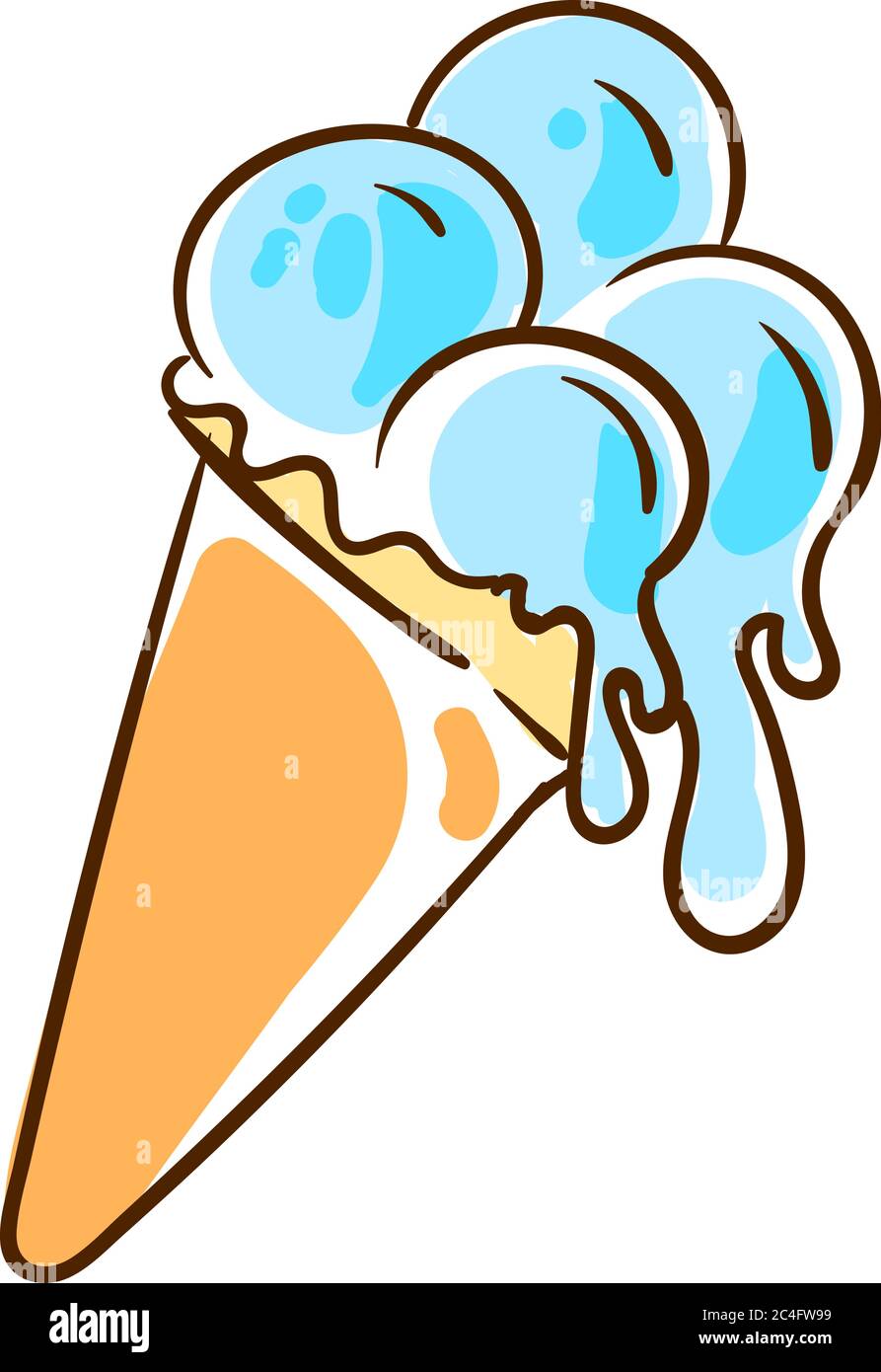 Melting Ice Cream Illustration Vector On White Background Stock
