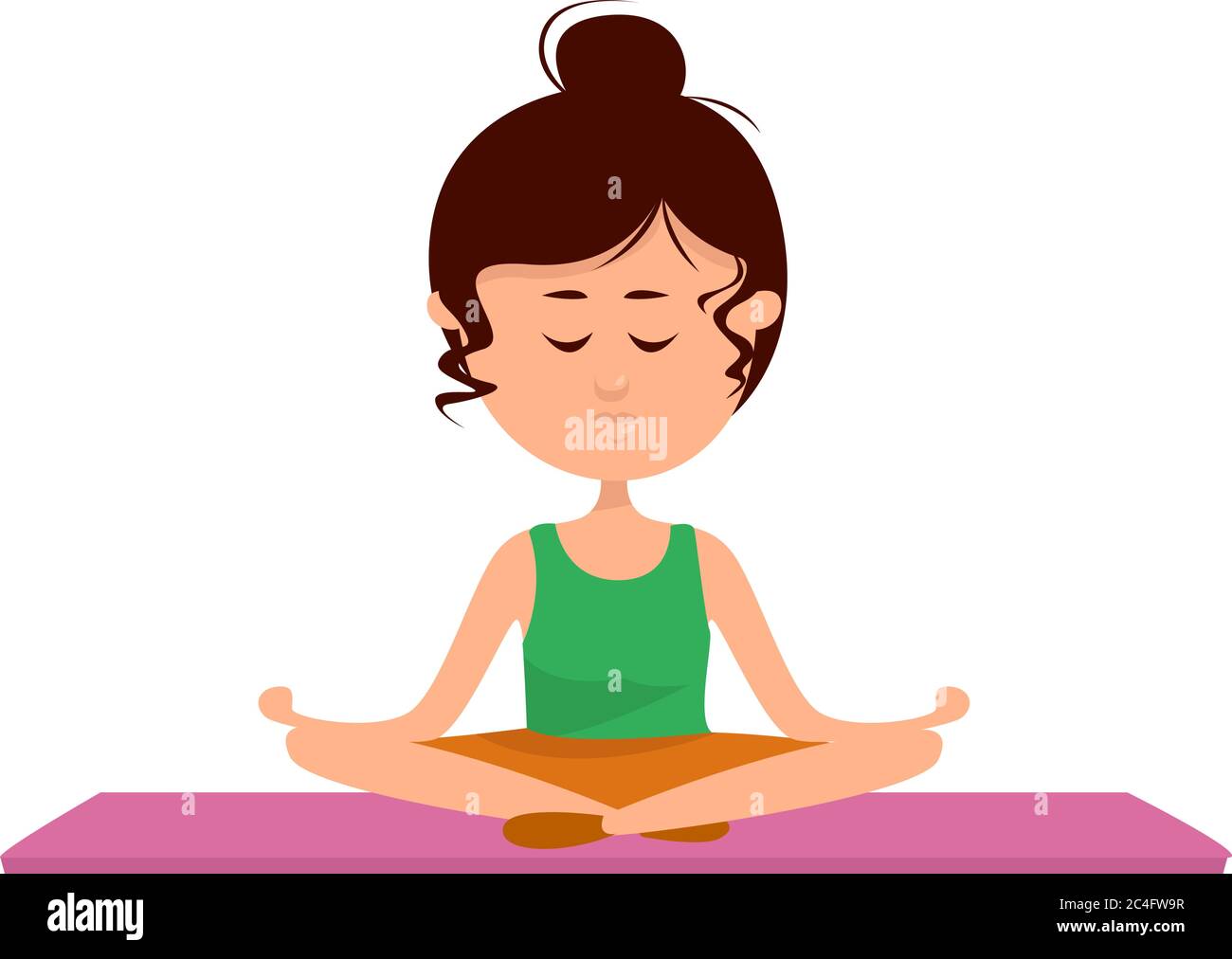 Girl on meditation, illustration, vector on white background Stock ...