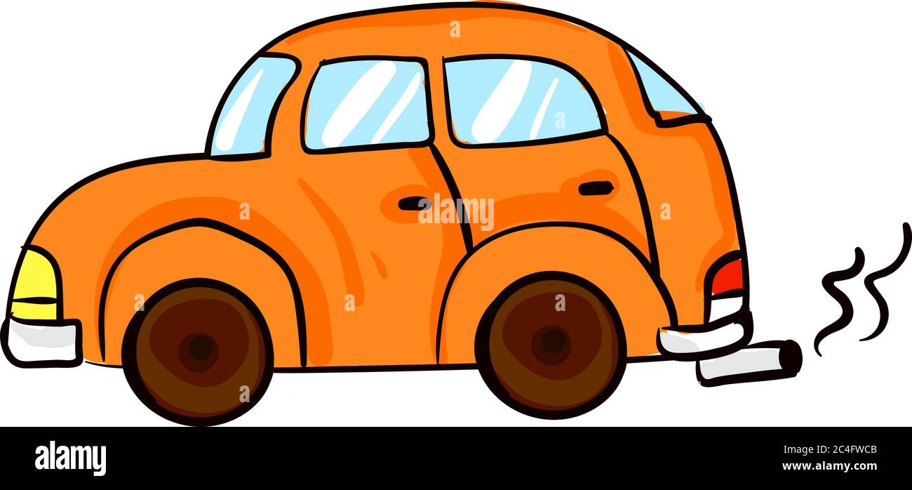 Orange car, illustration, vector on white background Stock Vector Image ...