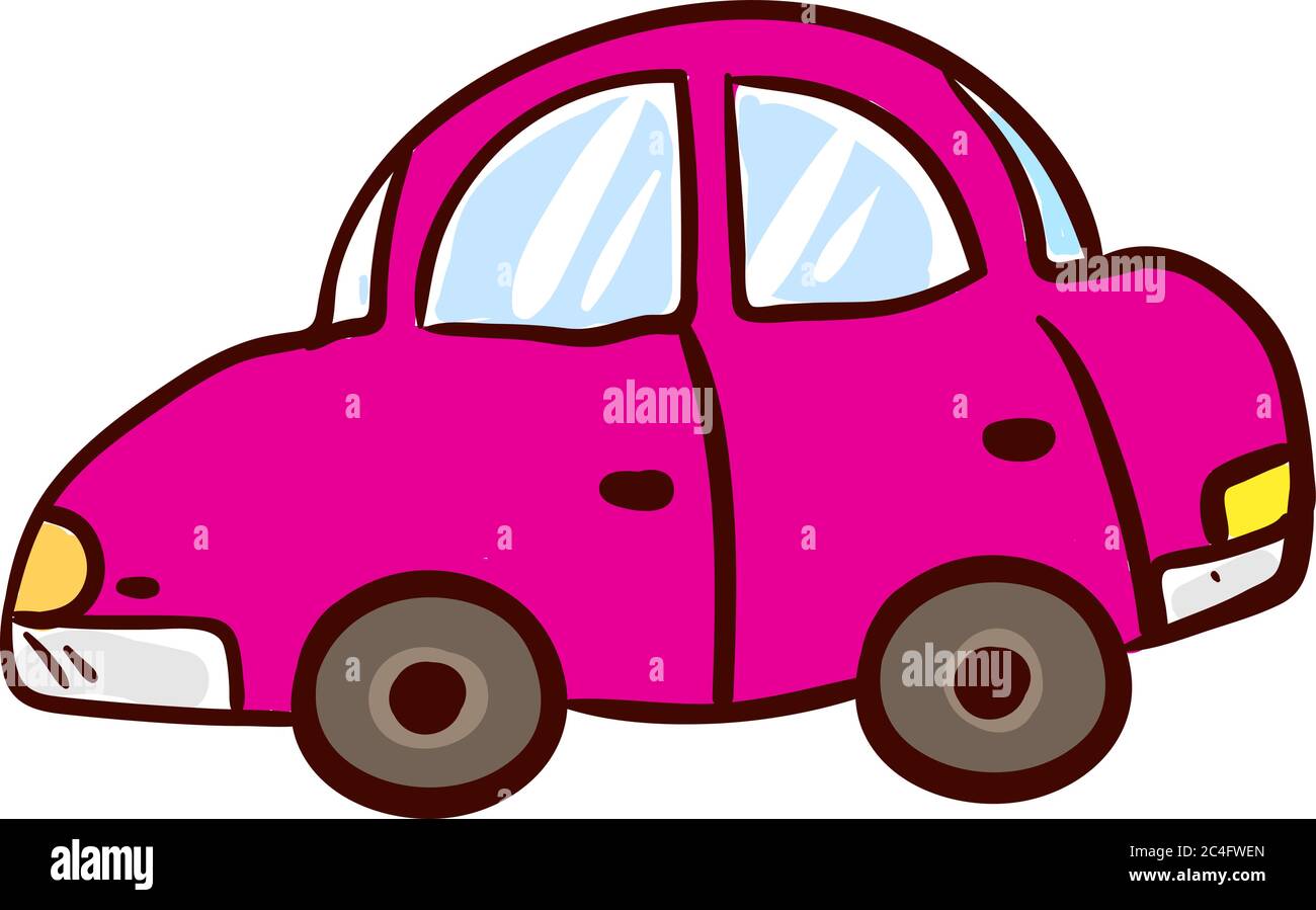 Pink car, illustration, vector on white background Stock Vector Image ...
