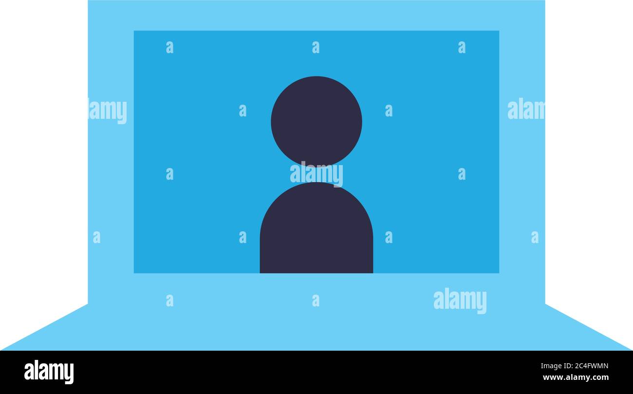avatar on computer in video chat flat style icon design, Call online ...
