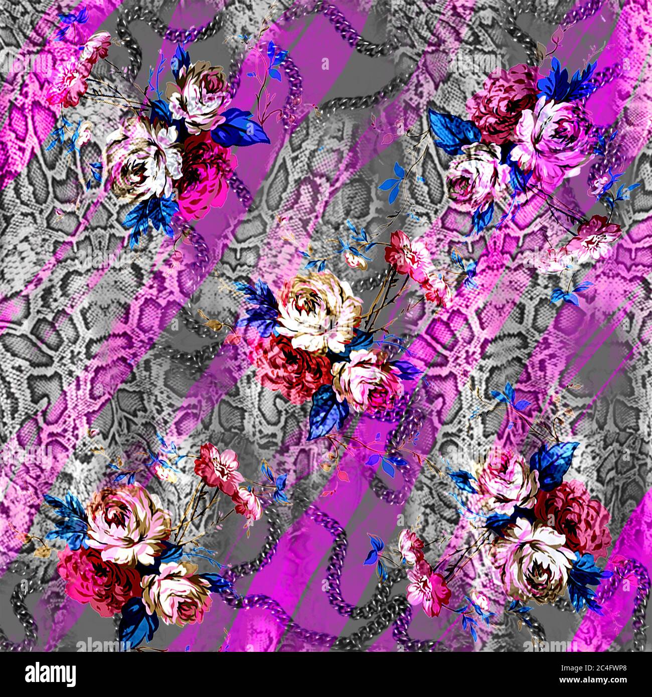 Animal print,snake pattern,chain pattern,flowers pattern Stock Photo ...