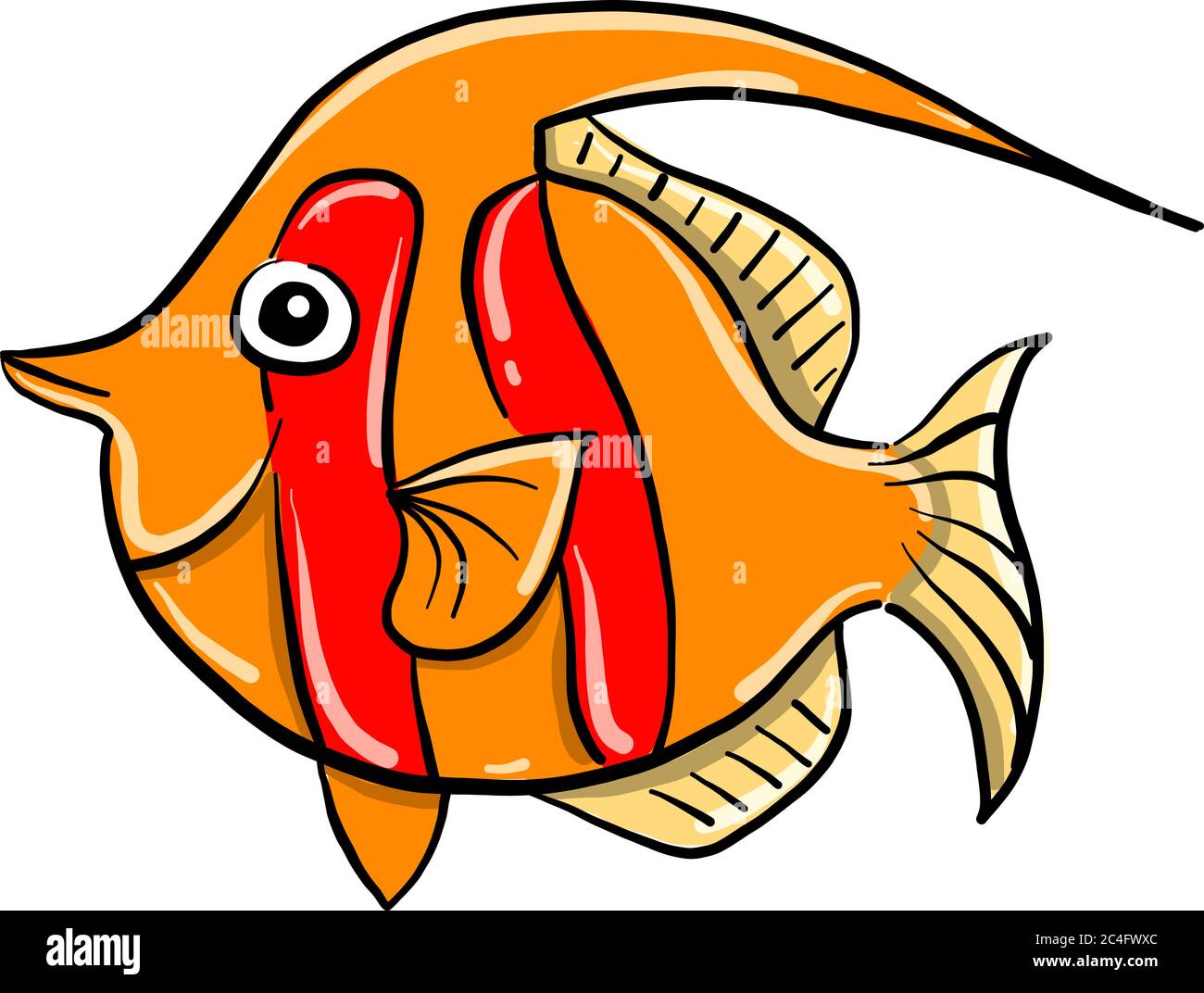 Orange fish, illustration, vector on white background Stock Vector ...