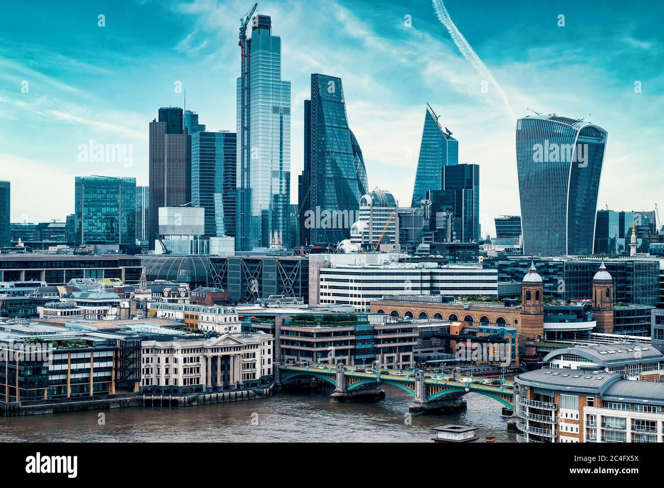 The skyline of the City of London with several landmarks Stock Photo ...