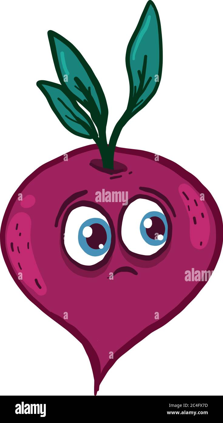 Sad radish, illustration, vector on white background Stock Vector Image ...