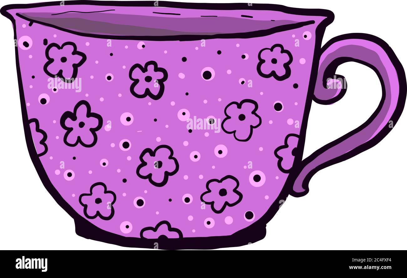 Purple cup, illustration, vector on white background Stock Vector Image ...