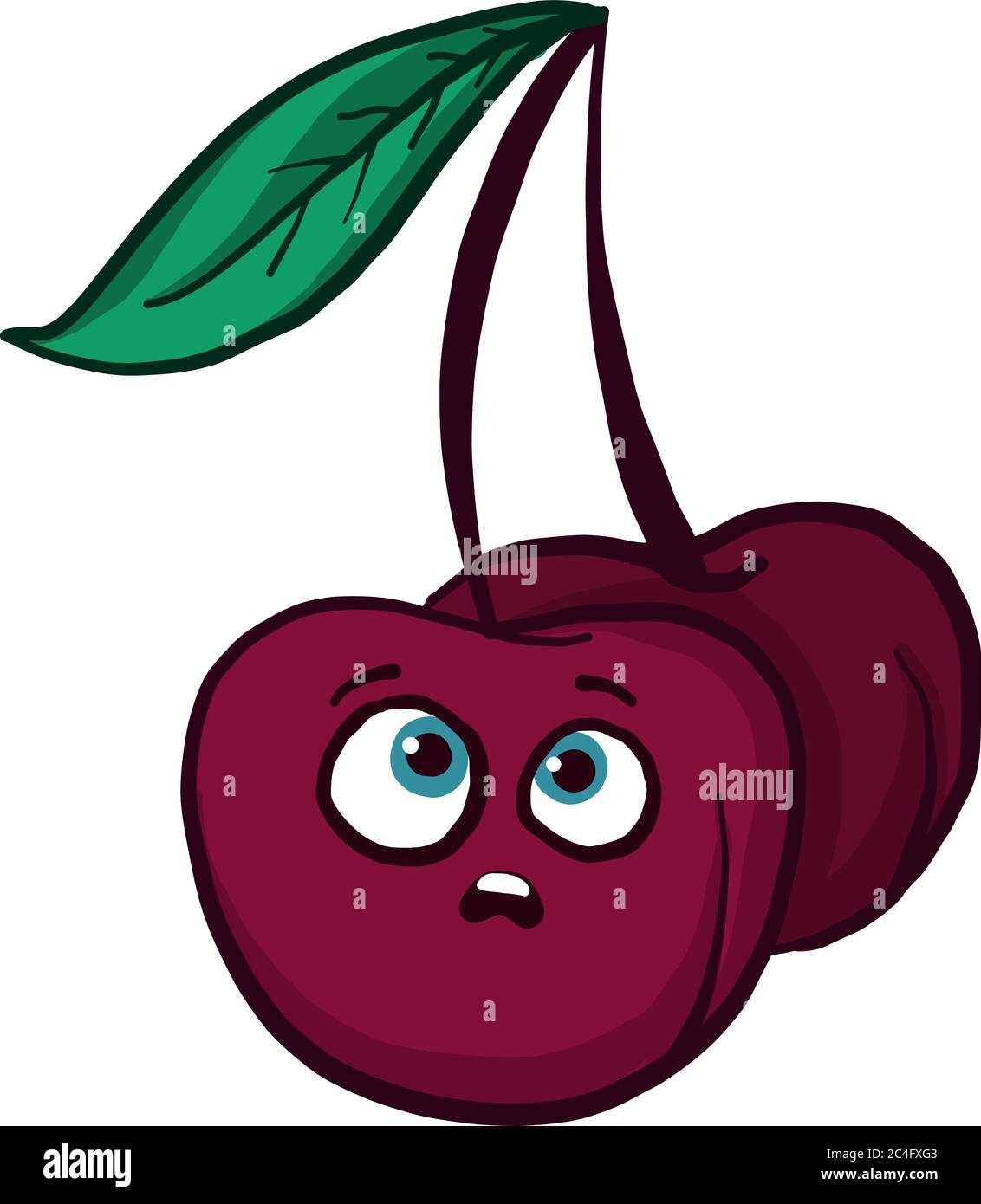 Scared cherry, illustration, vector on white background Stock Vector ...