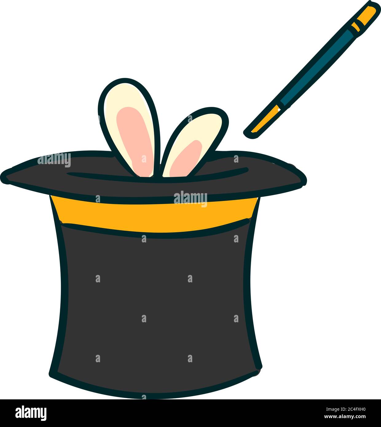 rabbit in a magic hat, illustration, vector on white background Stock ...