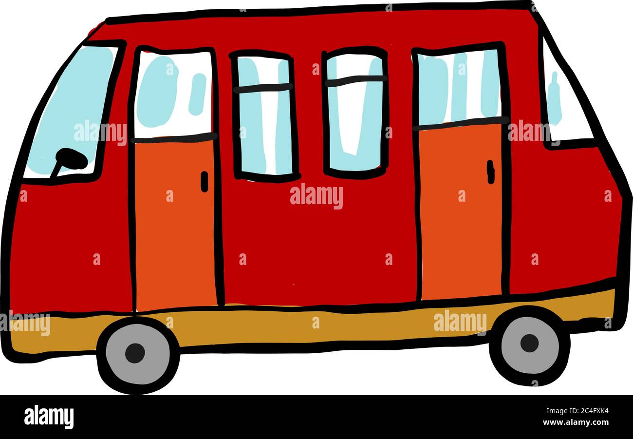 Red bus, illustration, vector on white background Stock Vector Image ...