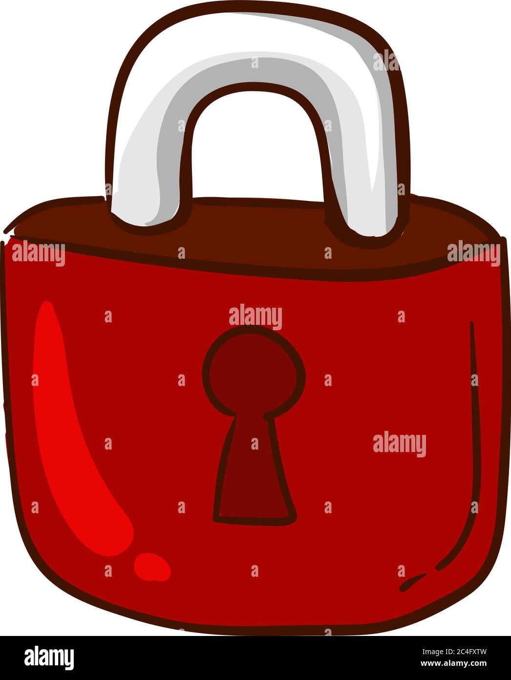 Red lock, illustration, vector on white background Stock Vector Image ...