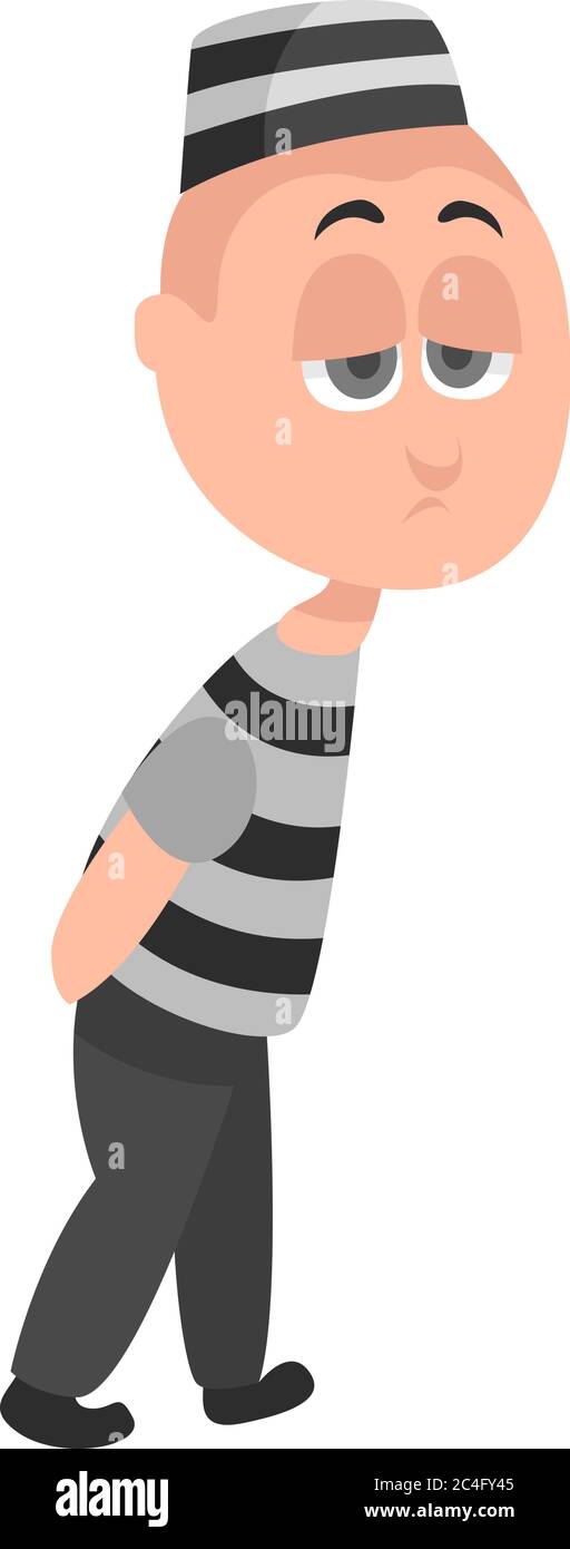 Sad prisoner, illustration, vector on white background Stock Vector ...