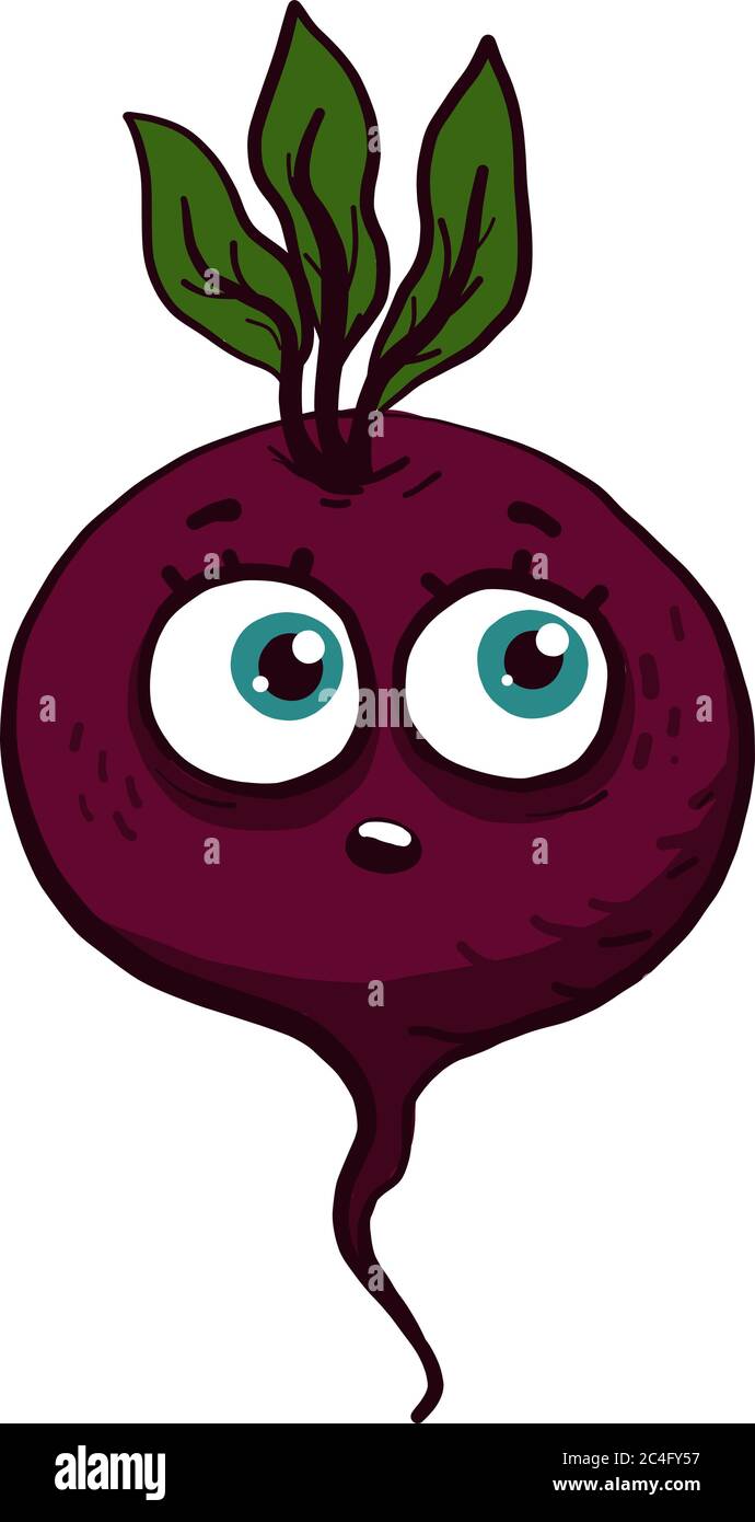 Scared beet, illustration, vector on white background Stock Vector ...