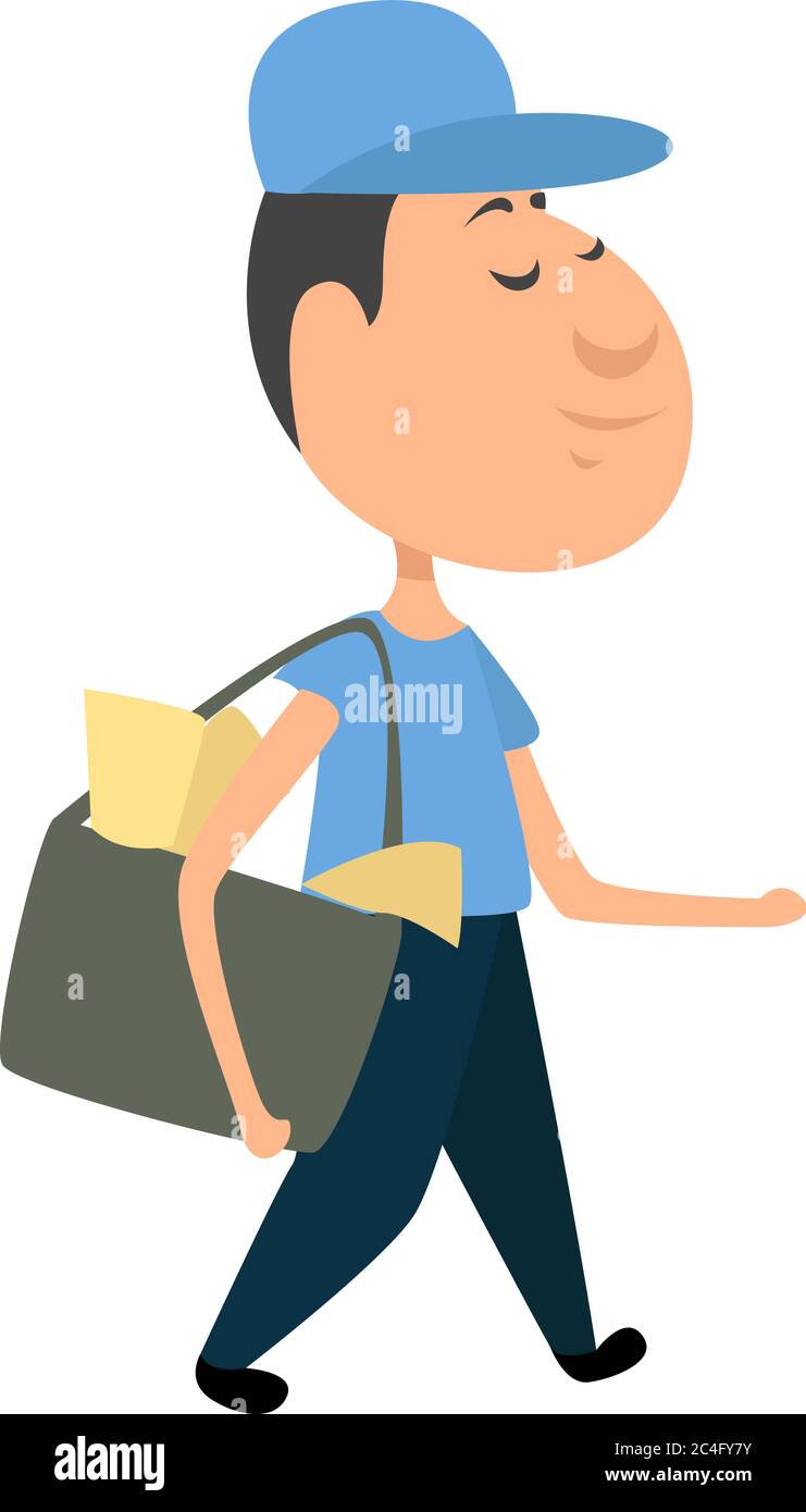 Postman, illustration, vector on white background Stock Vector Image ...