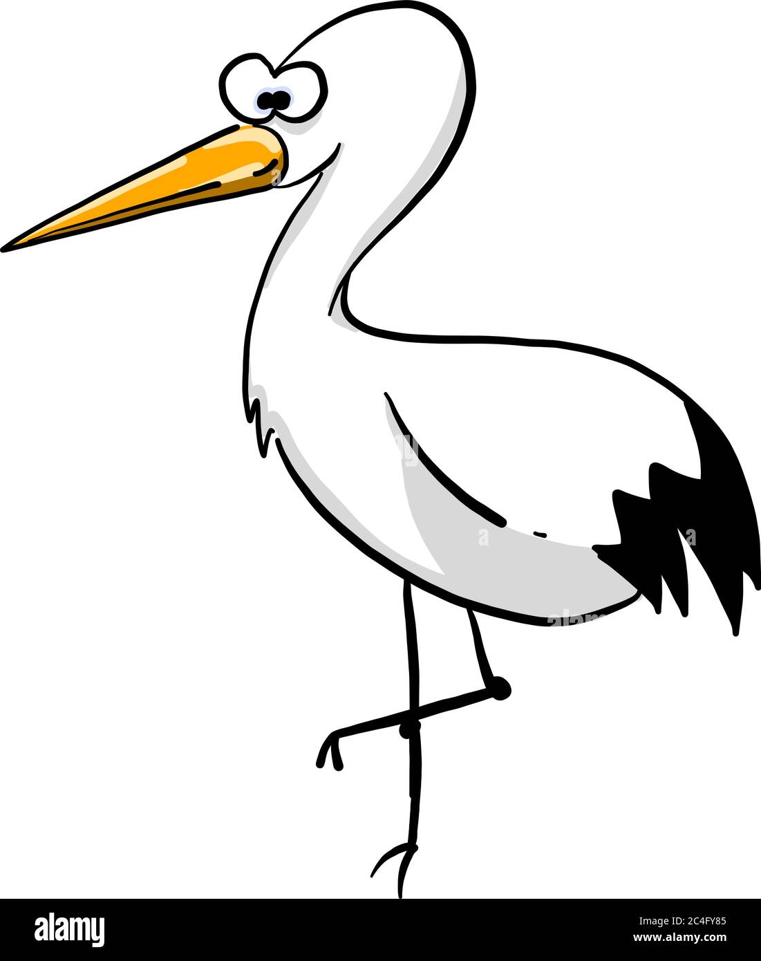 Cute stork, illustration, vector on white background Stock Vector Image ...