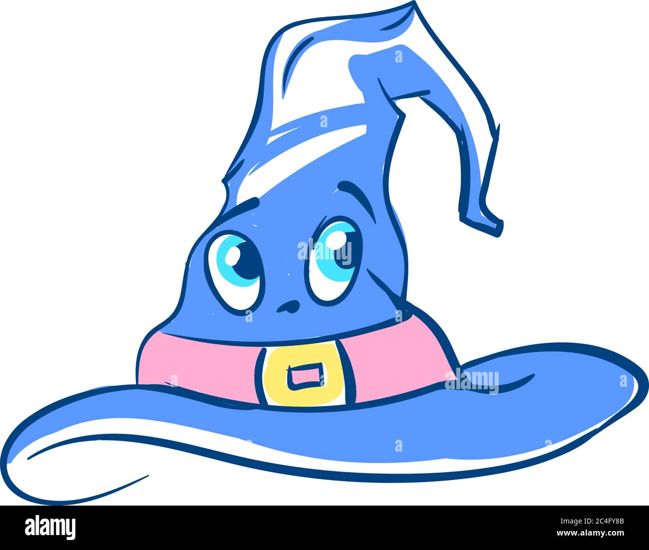 Blue wizard hat, illustration, vector on white background Stock Vector ...
