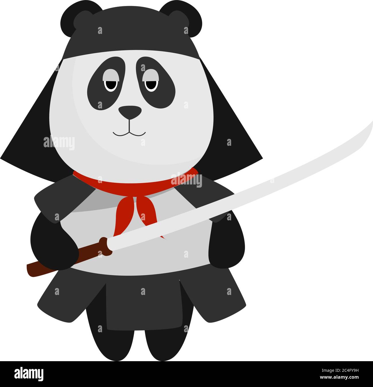Panda samurai, illustration, vector on white background Stock Vector ...