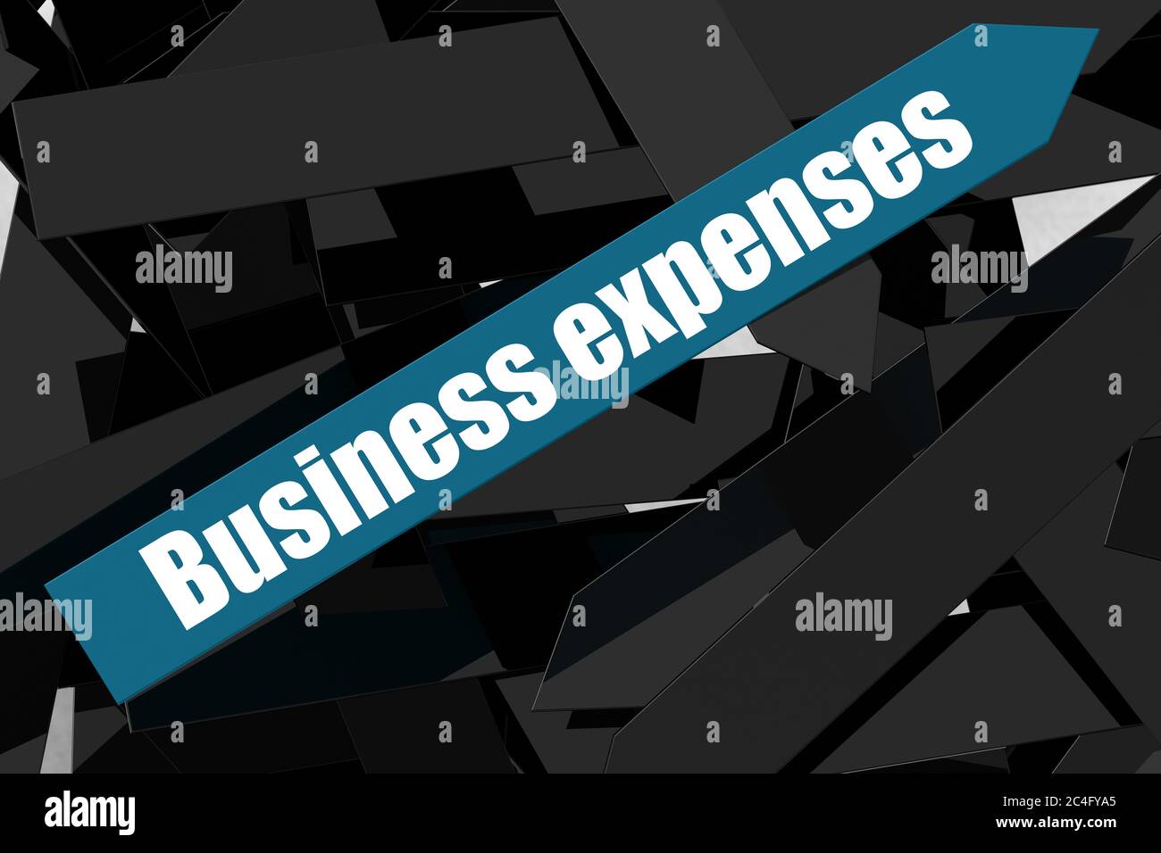 Business expenses word on the blue arrow, 3D rendering Stock Photo - Alamy