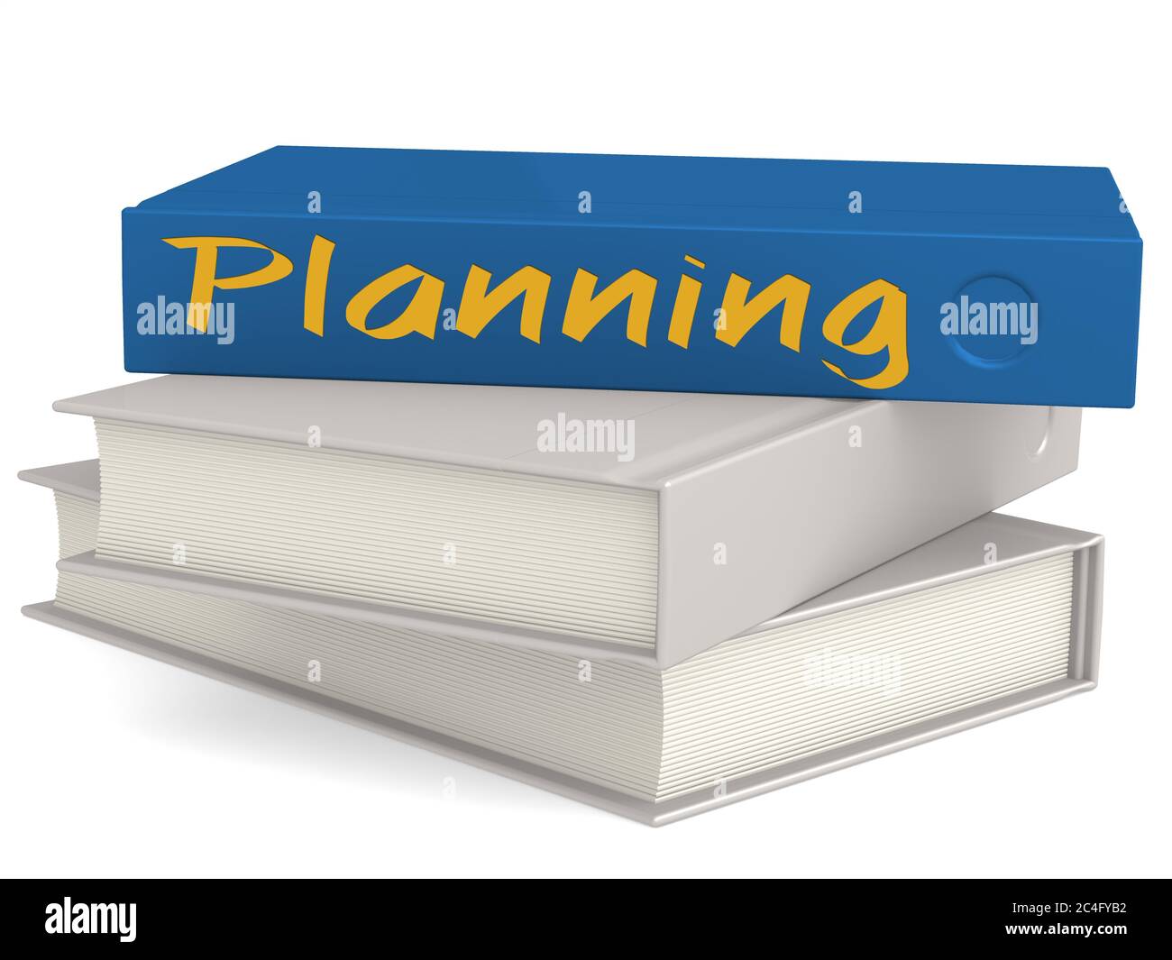 Hard cover books with Planning word, 3D rendering Stock Photo - Alamy