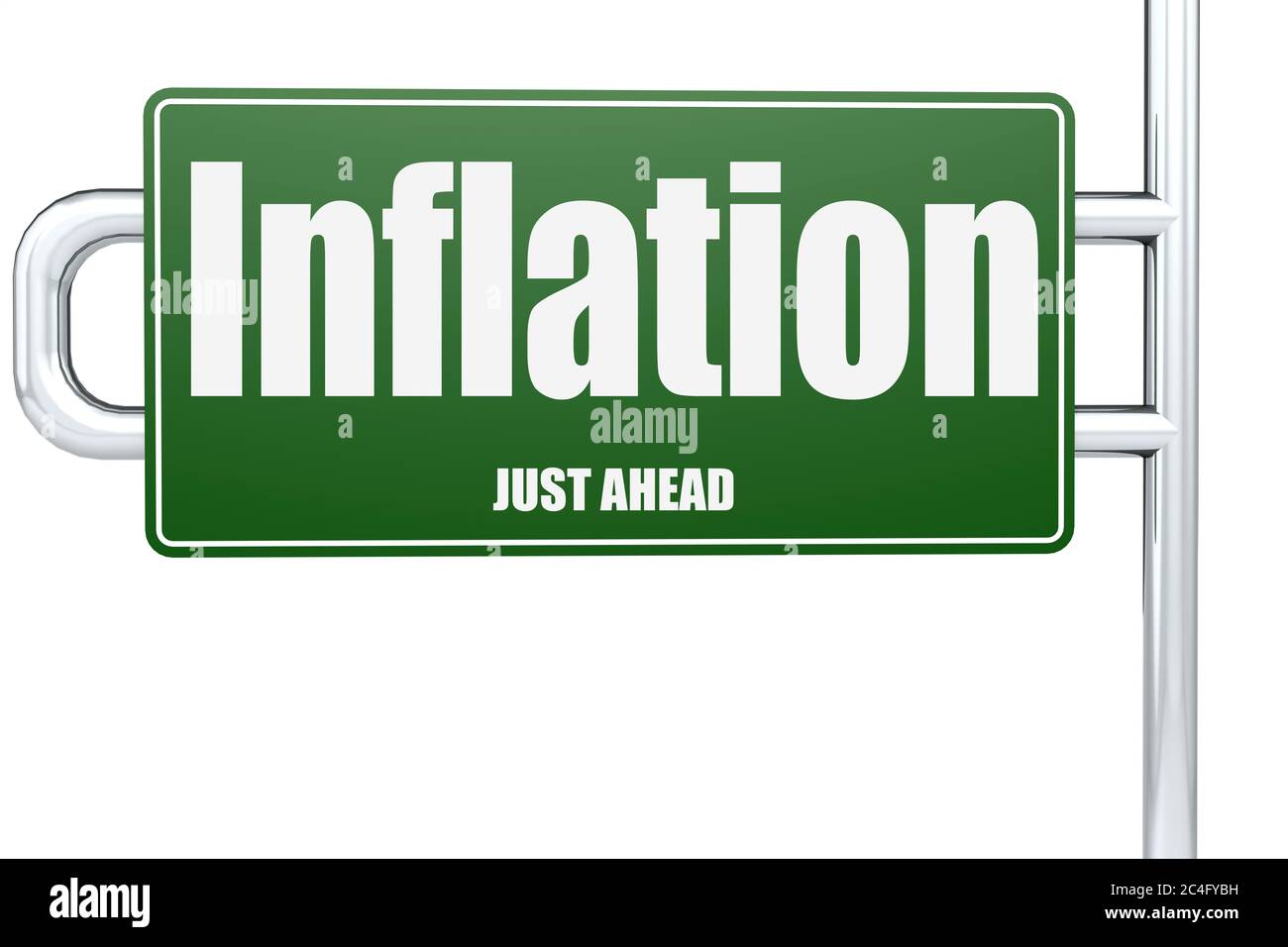 Inflation word on green road sign, 3D rendering Stock Photo - Alamy