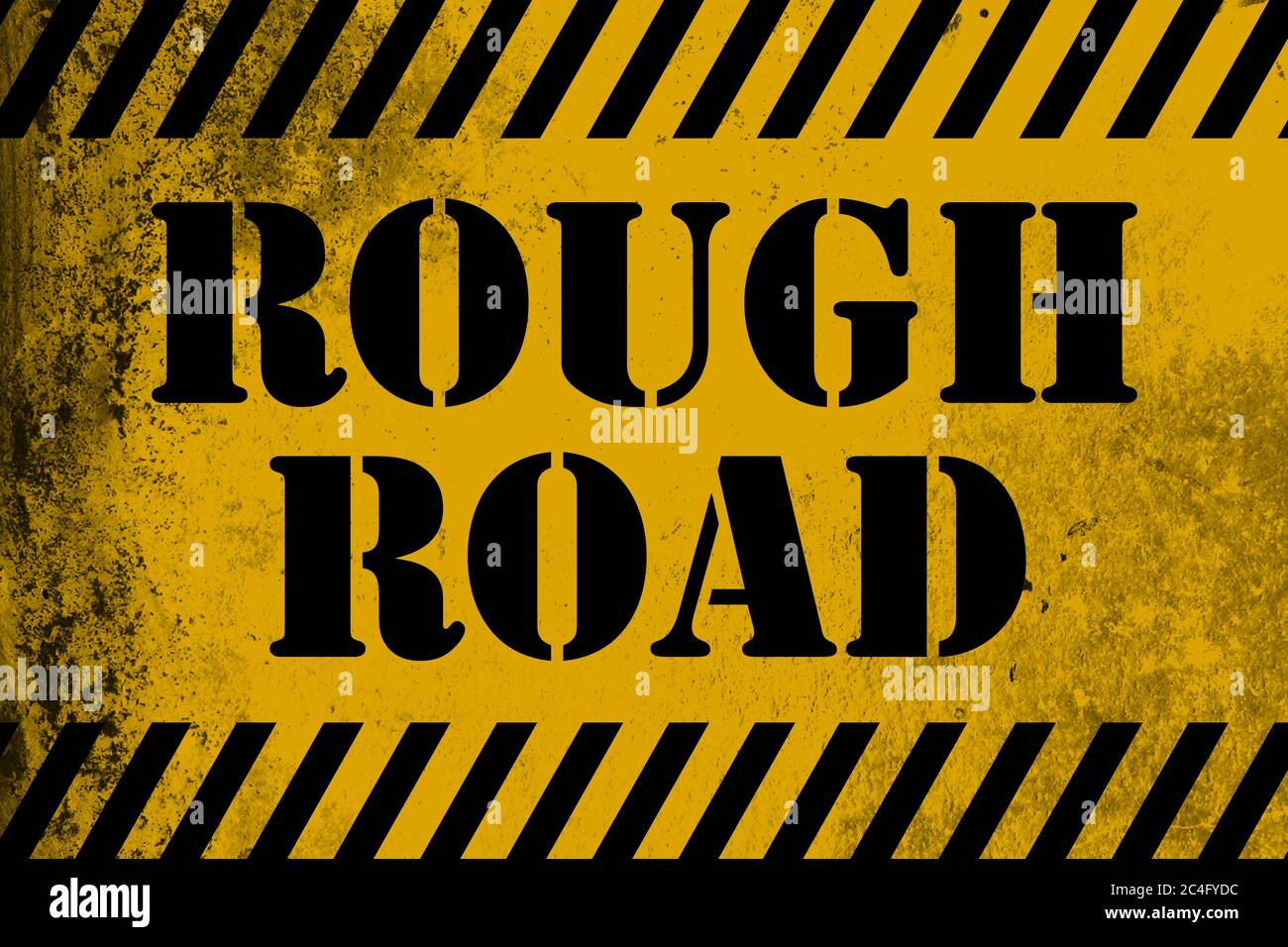 Rough Road sign yellow with stripes, 3D rendering Stock Photo - Alamy