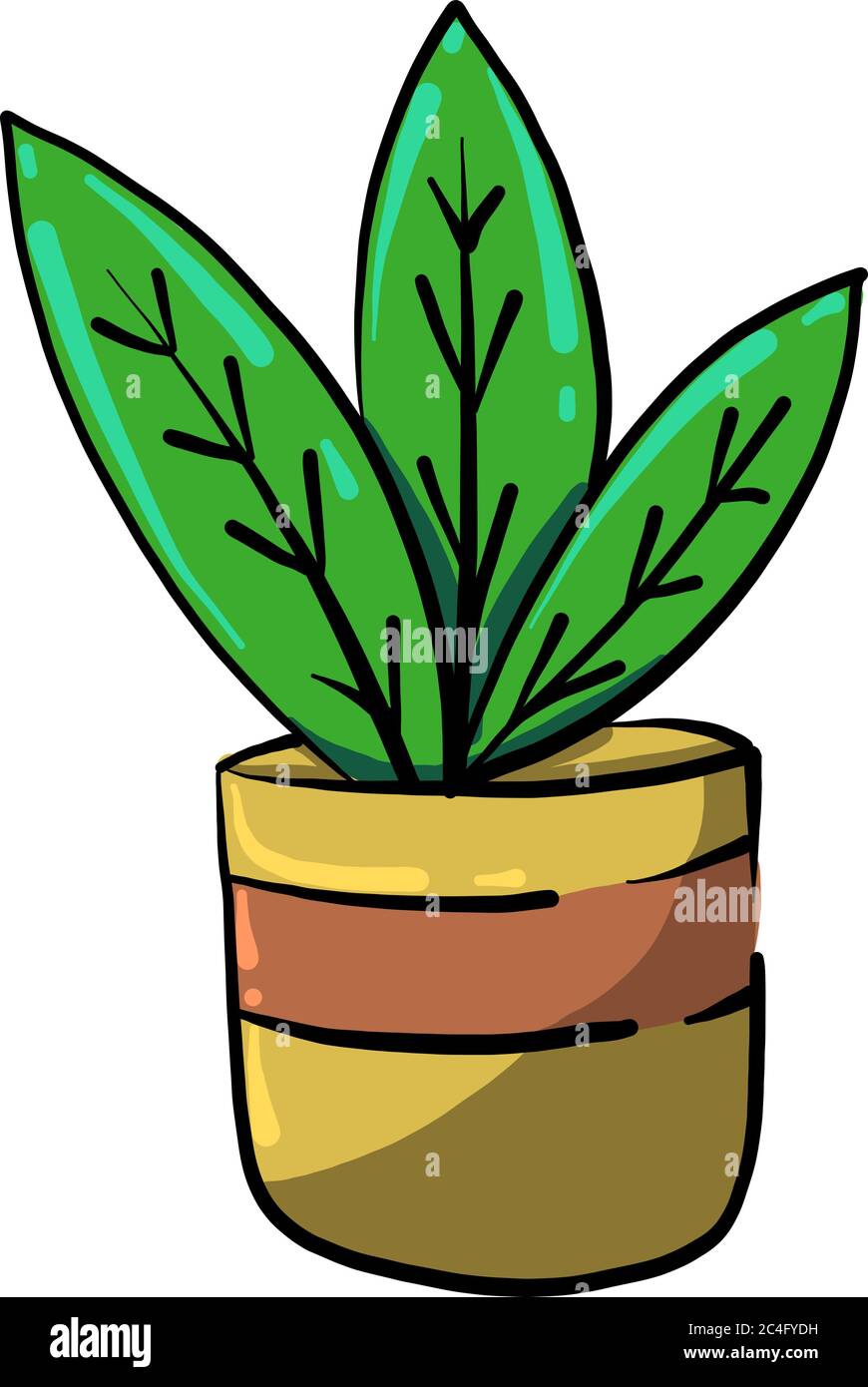 Plant in yellow pot, illustration, vector on white background Stock ...