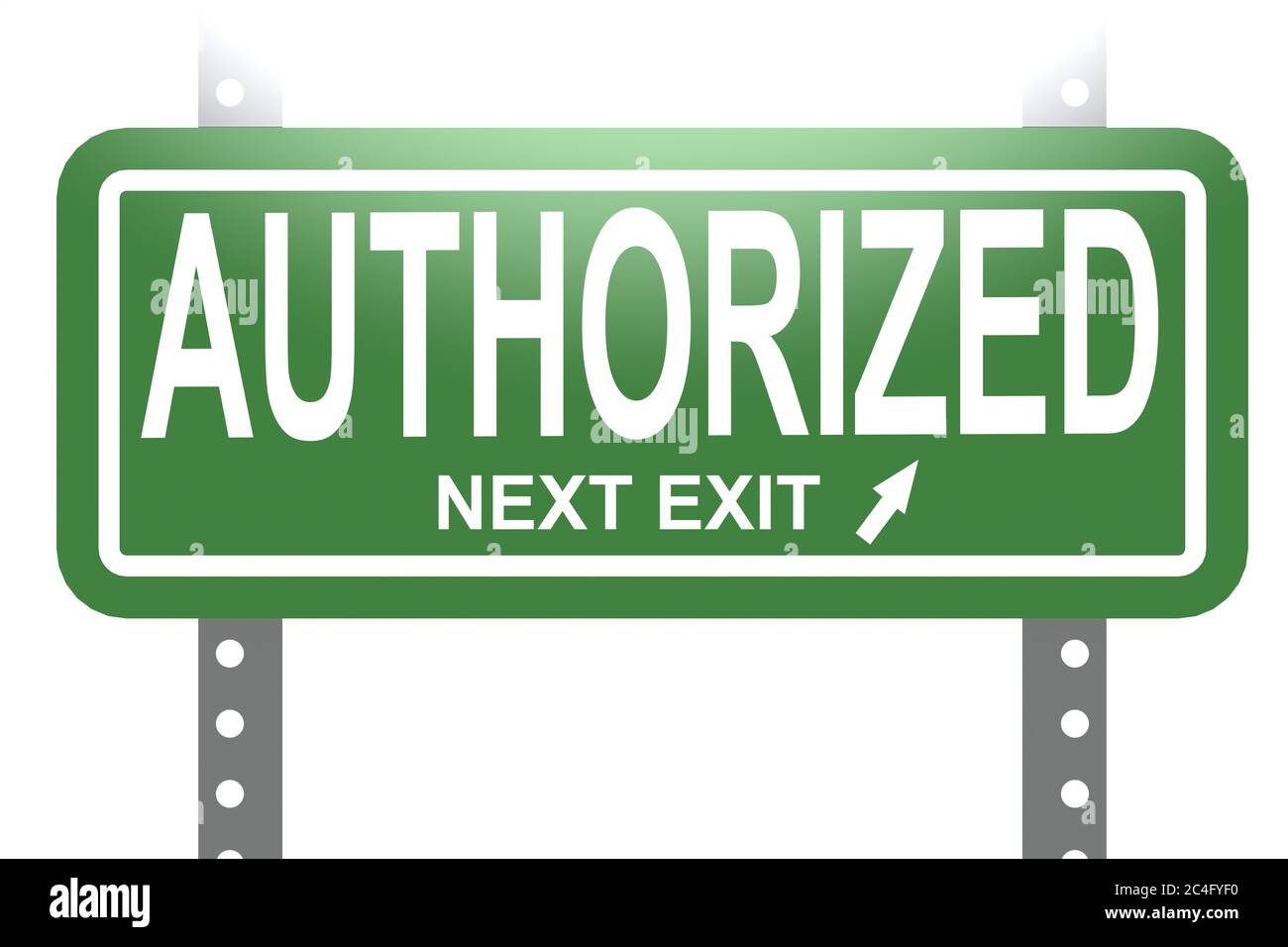 Authorized word with green sign board isolated , 3D rendering Stock ...